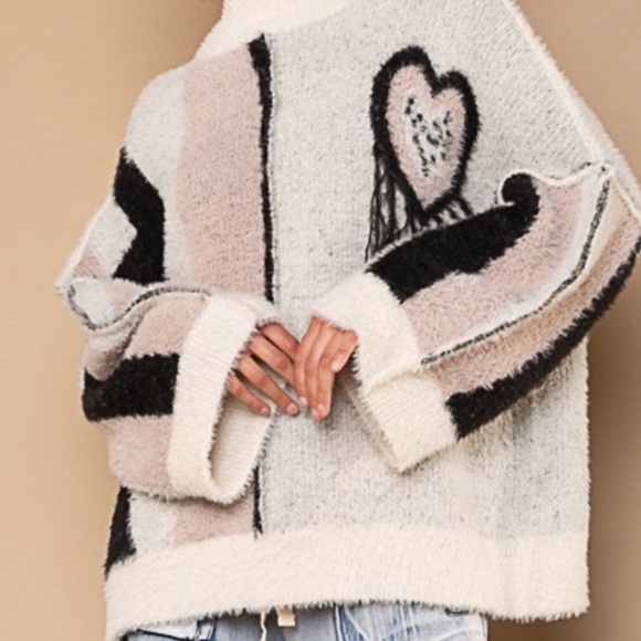 POL | Sweaters | 572 Pol Mohair Last Oversized Warm Blackcream Sweater ...